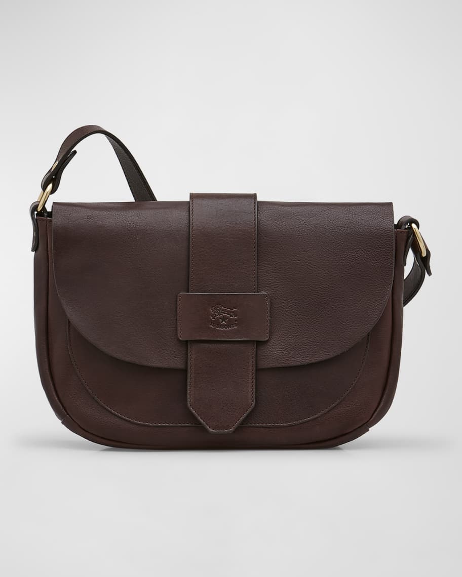 Il Bisonte Alloro Saddle Vachetta Leather Crossbody Bag | Neiman Marcus