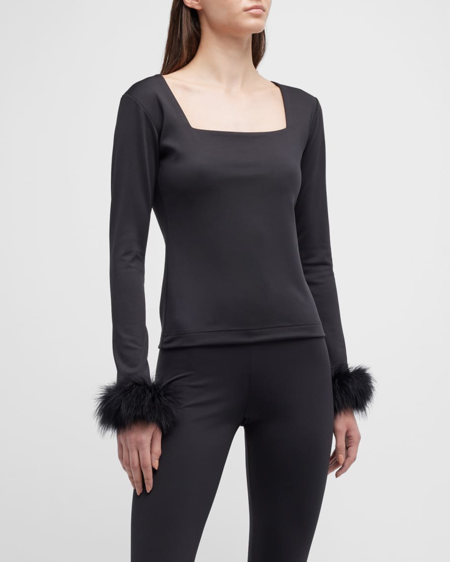 Sleeper The Weekend Chic Feather-Trim Pajama Set | Neiman Marcus