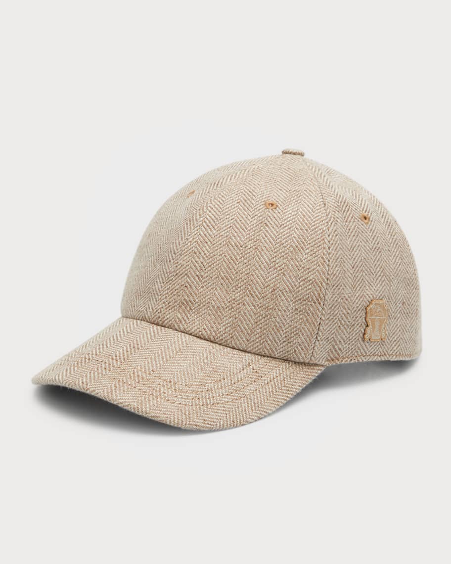 Brunello Cucinelli Men's Herringbone 6-Panel Baseball Cap | Neiman Marcus