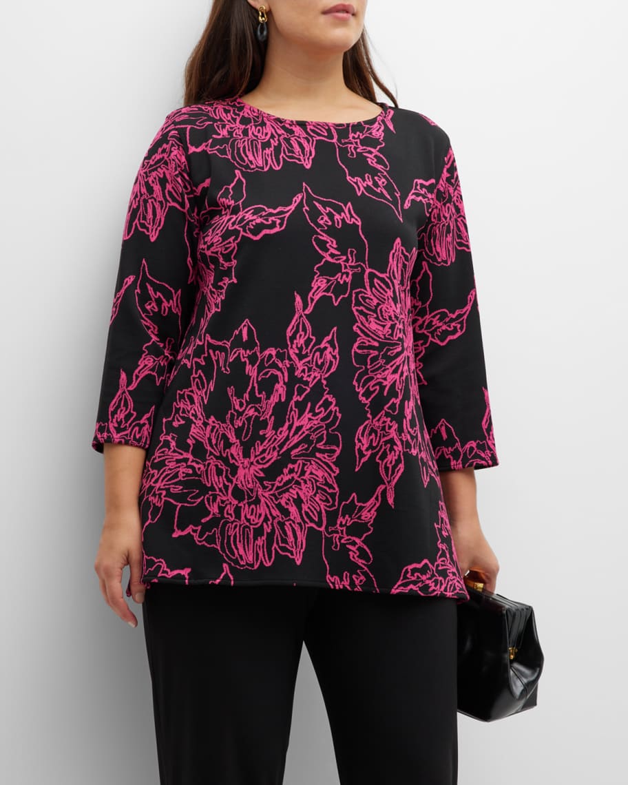 Caroline Rose Plus Plus Size Midnight Blooms Intarsia Tunic | Neiman Marcus