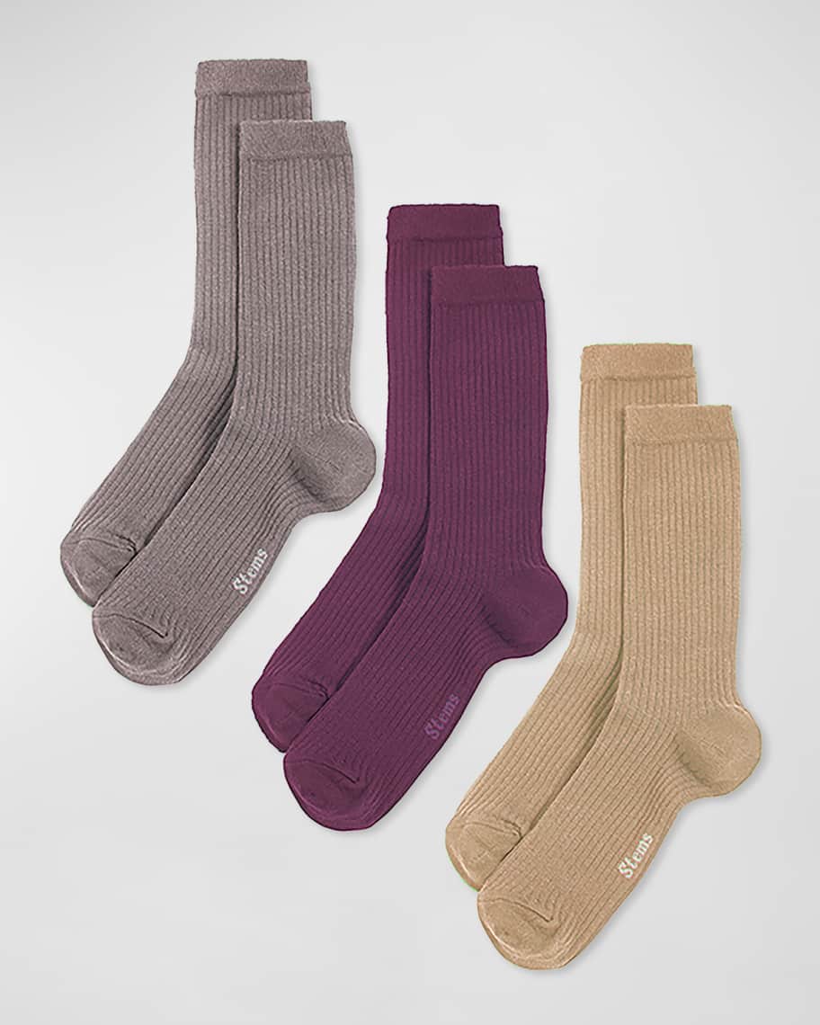 Stems Ribbed Cashmere-Blend Crew Socks 3-Pack | Neiman Marcus