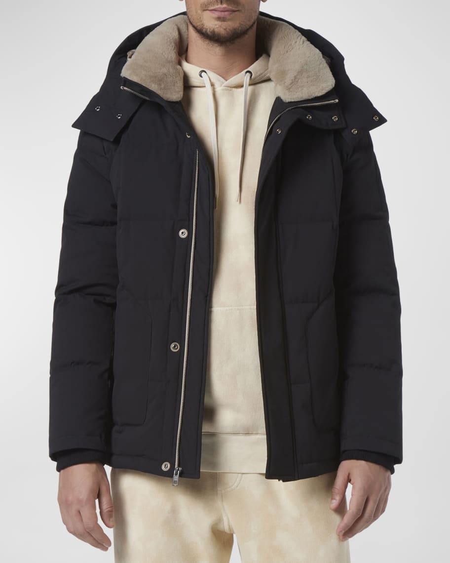 Andrew Marc Men's Gorman Twill Puffer Jacket w/ Detachable Fur | Neiman ...