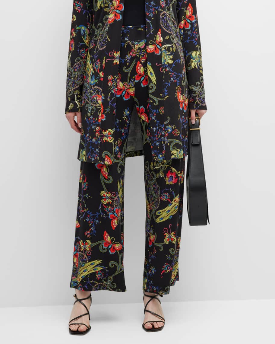 Johnny Was Plus Size Pottery Floral-Print Wide-Leg Pants | Neiman Marcus