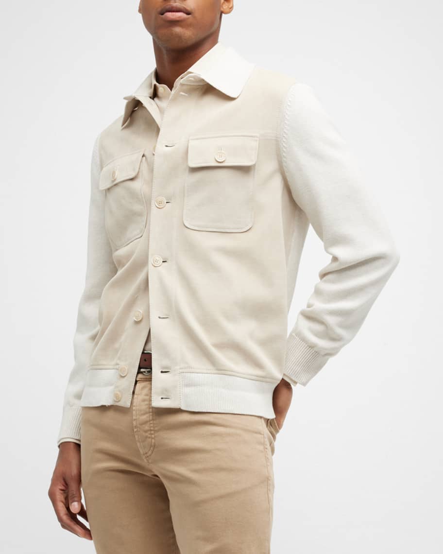 Brunello Cucinelli Men's Suede-Front Bicolor Jacket | Neiman Marcus