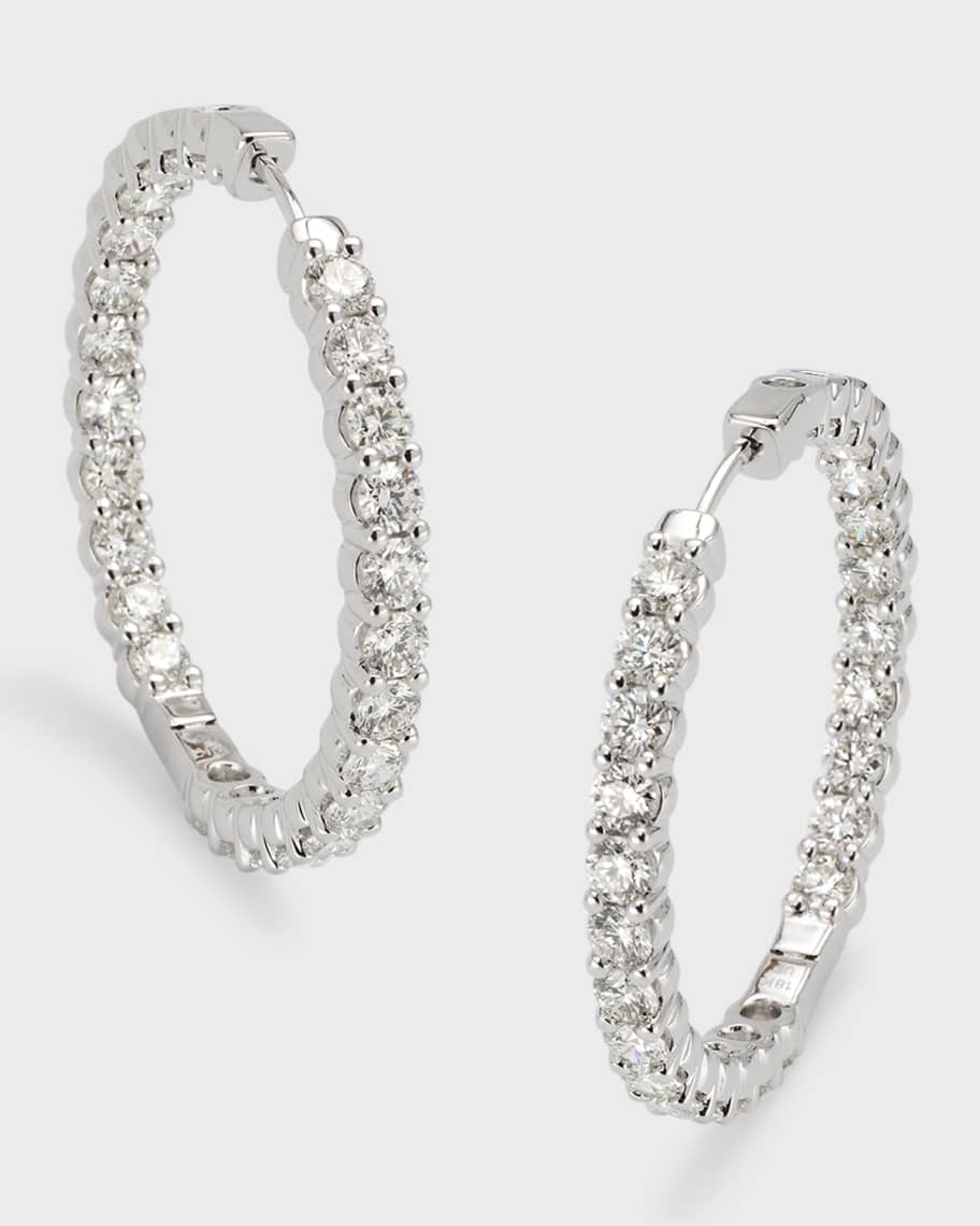 Neiman Marcus Diamonds 18K White Gold Round Diamond Hoop Earrings, 5 ...