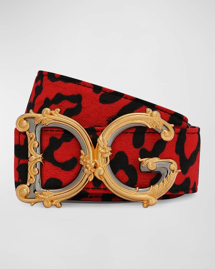 Dolce&Gabbana DG Baroque Leopard-Print Belt | Neiman Marcus
