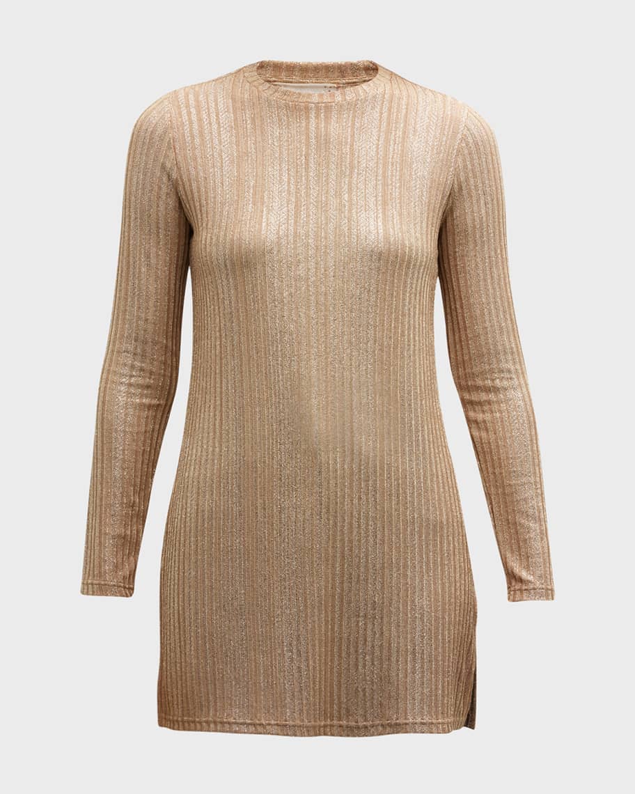 Johnny Was Midnight Metallic Ribbed Tunic Top | Neiman Marcus