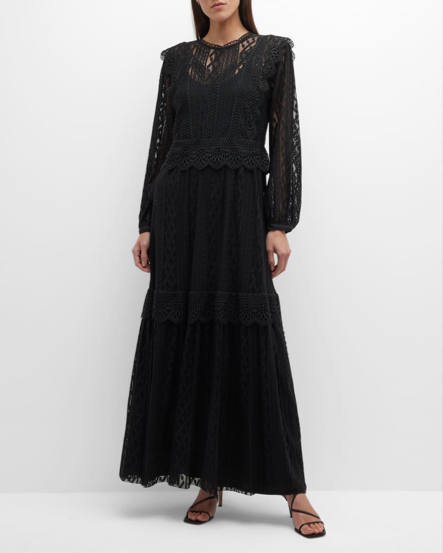 Johnny Was Luna Lace Paneled Maxi Dress | Neiman Marcus