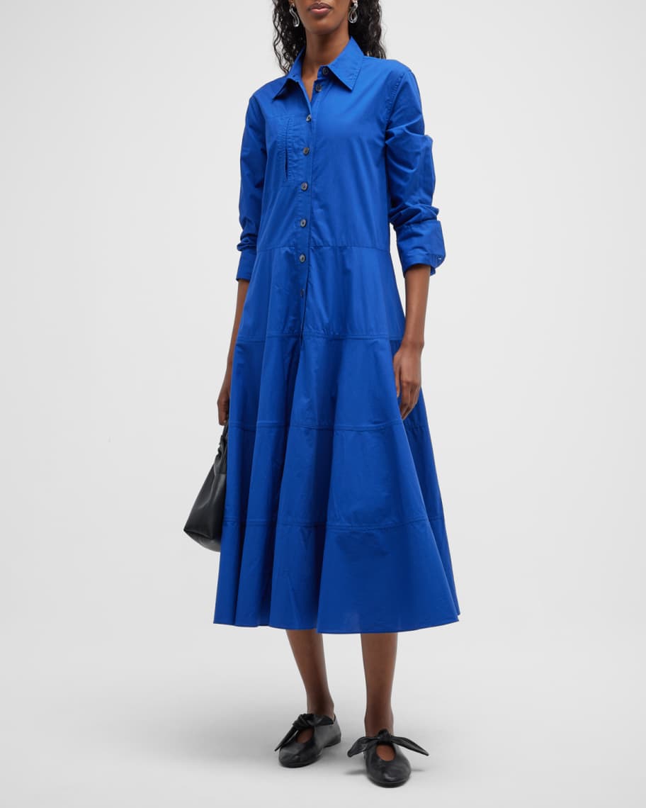 Co Patch-Pocket Tiered Midi Shirtdress | Neiman Marcus