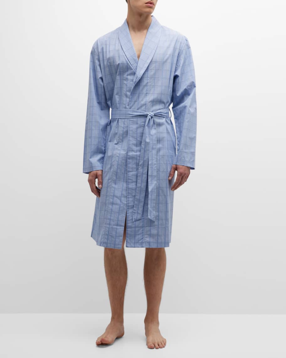 Hanro Men's Ian Cotton Poplin Robe | Neiman Marcus
