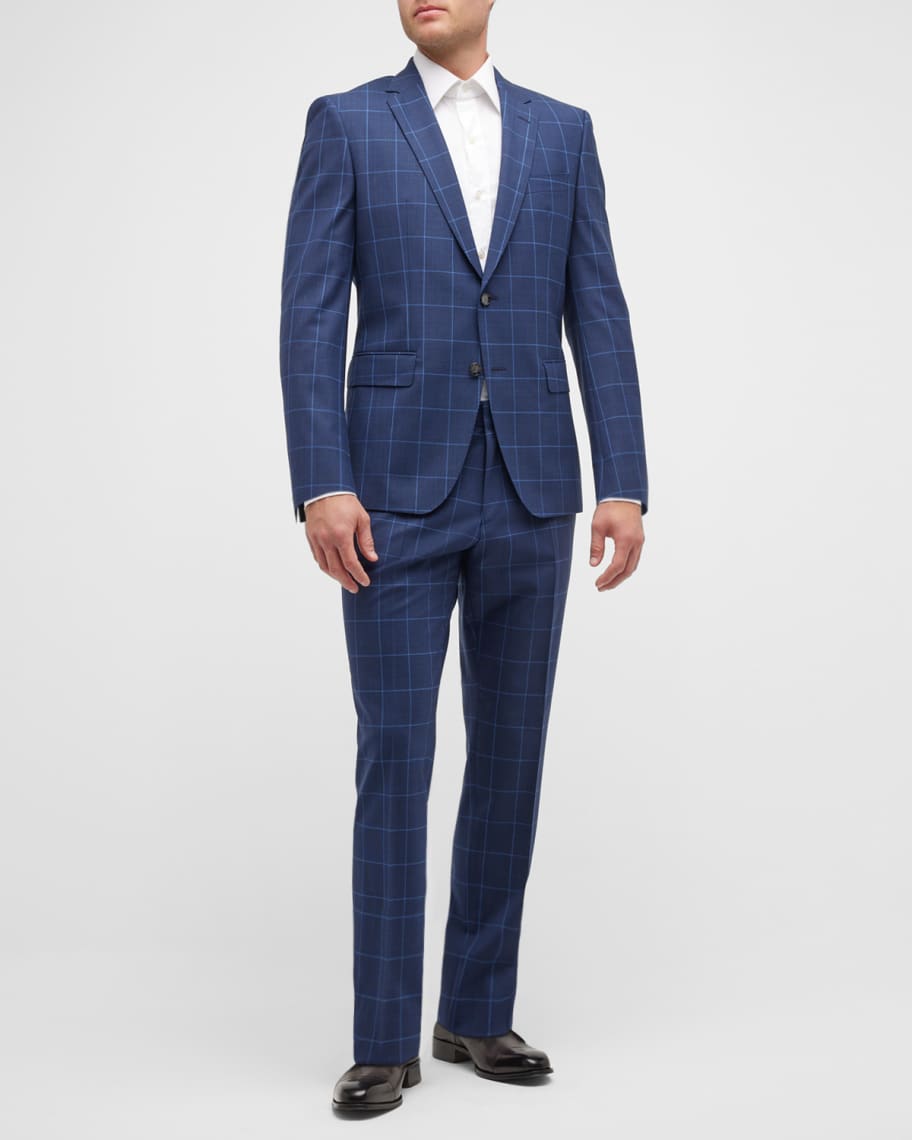 BOSS Men's Windowpane Stretch-Wool Suit | Neiman Marcus