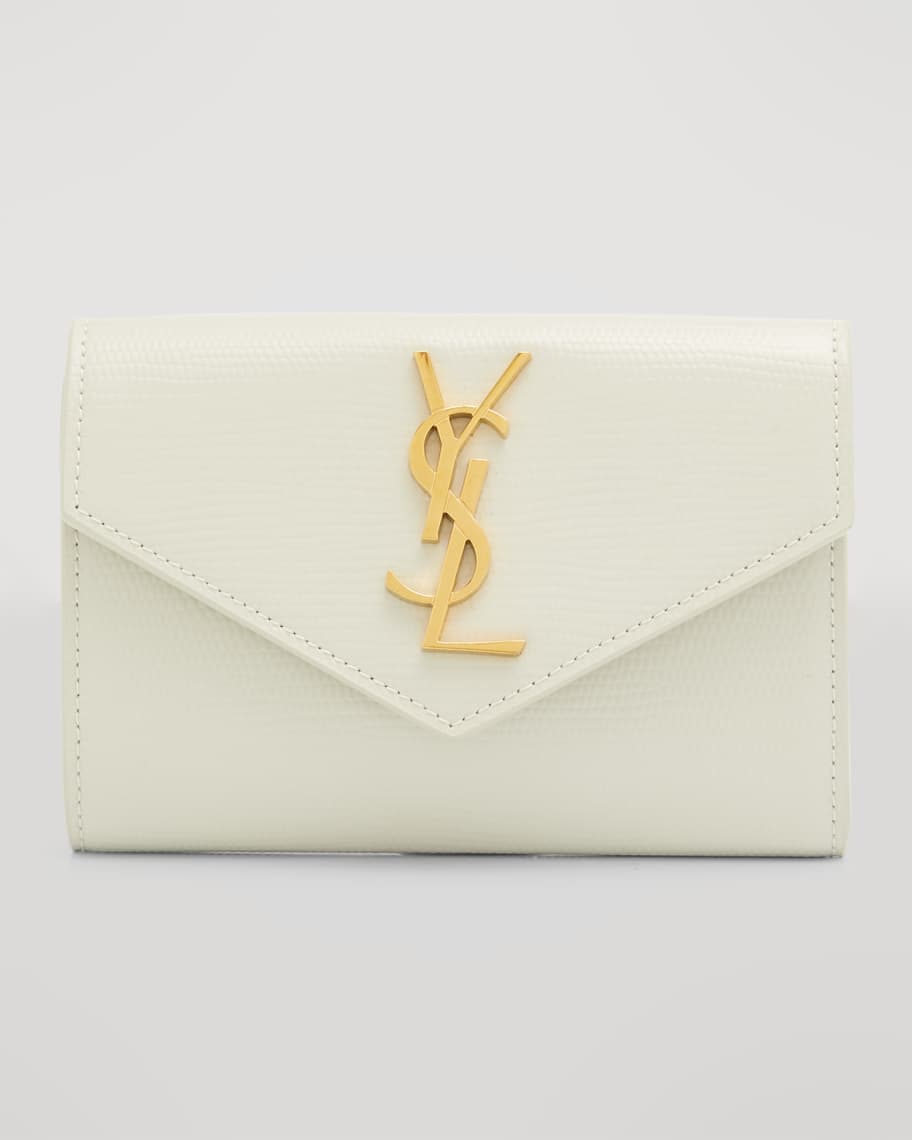 Saint Laurent YSL Monogram Small Flap Wallet in Snake-Embossed Leather ...