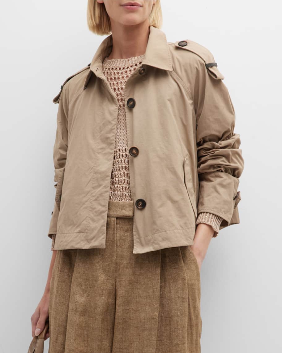 Brunello Cucinelli Monili-Trim Technical Canvas Crop Swing Jacket ...