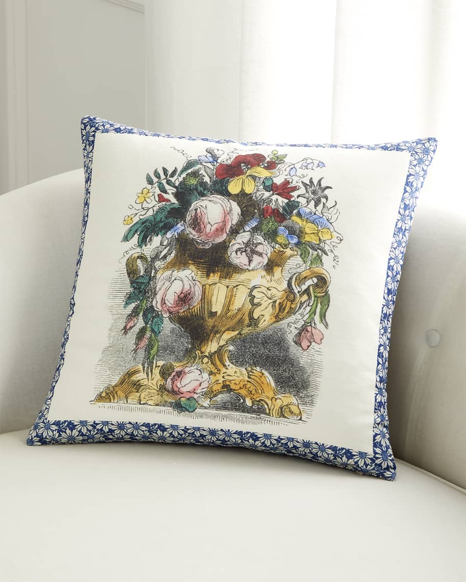John Derian Flower Vase Parchment Cushion | Neiman Marcus