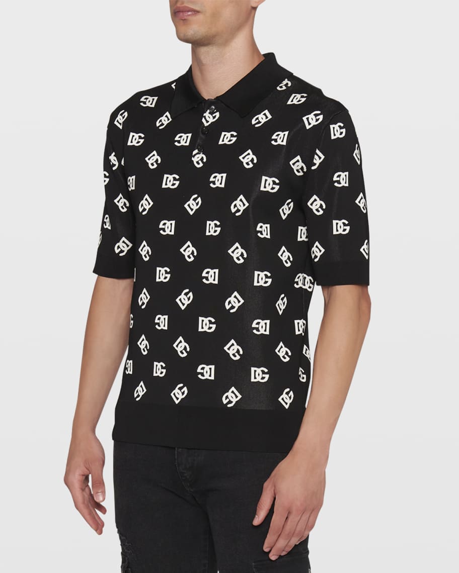Dolce&Gabbana Men's DG Monogram Knit Polo Shirt | Neiman Marcus