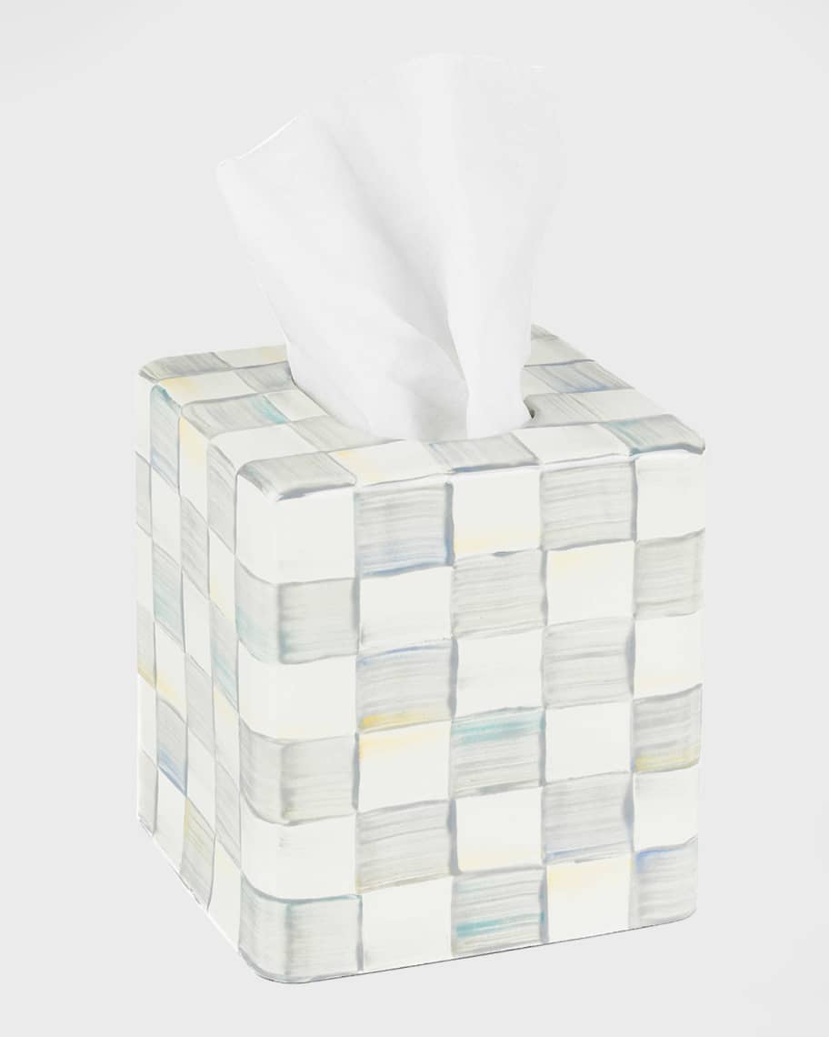 MacKenzie-Childs Sterling Courtly Check Tissue Box Cover | Neiman Marcus