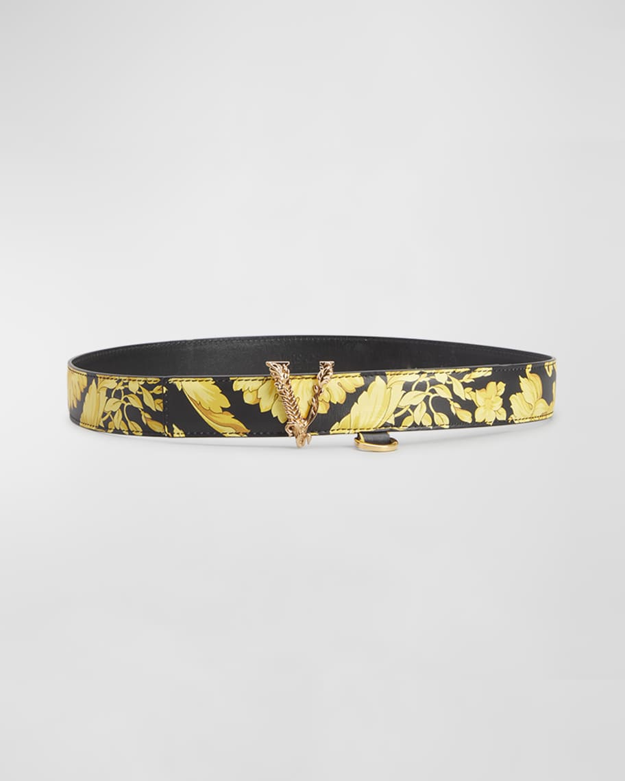Versace Virtus Barocco Leather Belt | Neiman Marcus