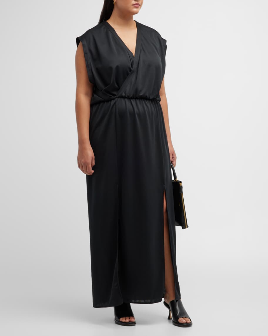 Whitney Morgan Plus Size Side-Slit Jersey Maxi Dress | Neiman Marcus