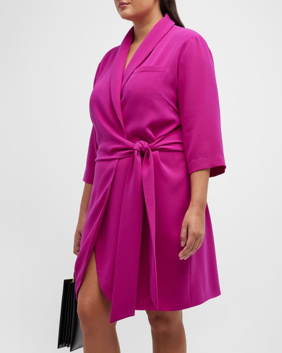 Whitney Morgan Plus Size Wrap 3/4-Sleeve Blazer Dress | Neiman Marcus