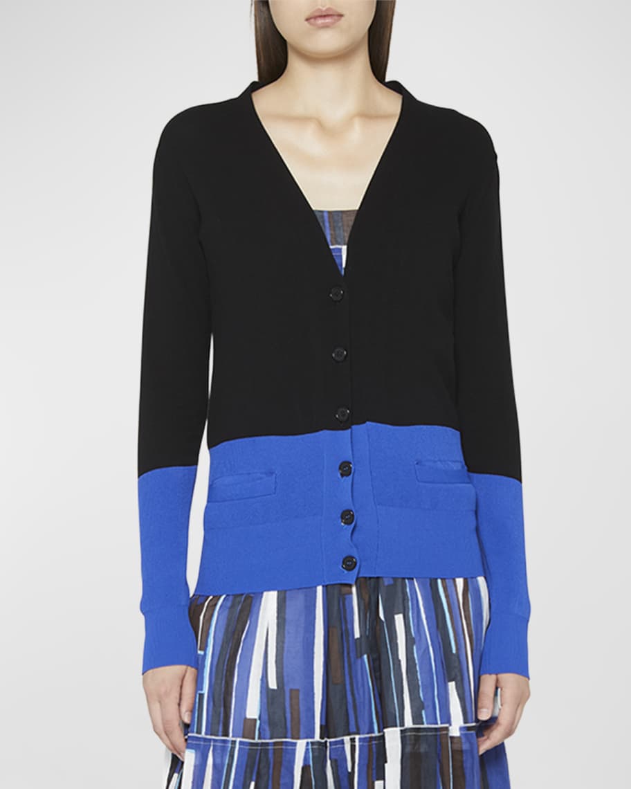 Plan C Bicolor Button-Front Cardigan | Neiman Marcus