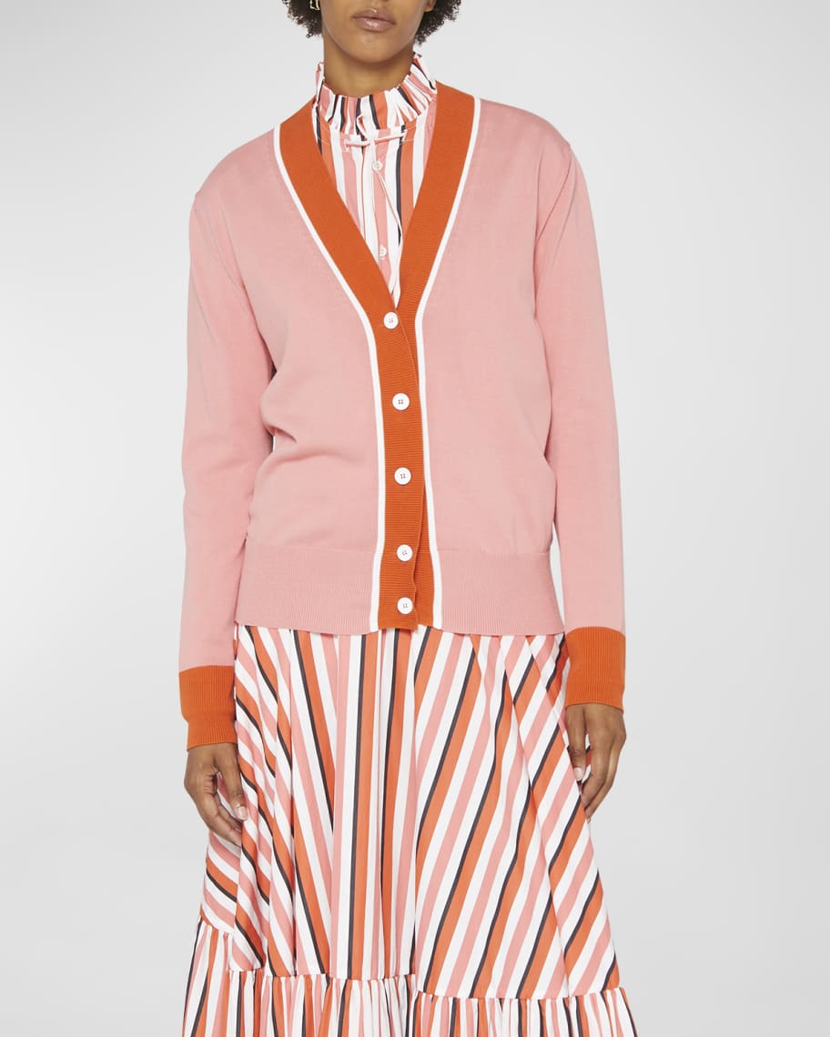 Plan C Bicolor Button-Front Cardigan | Neiman Marcus