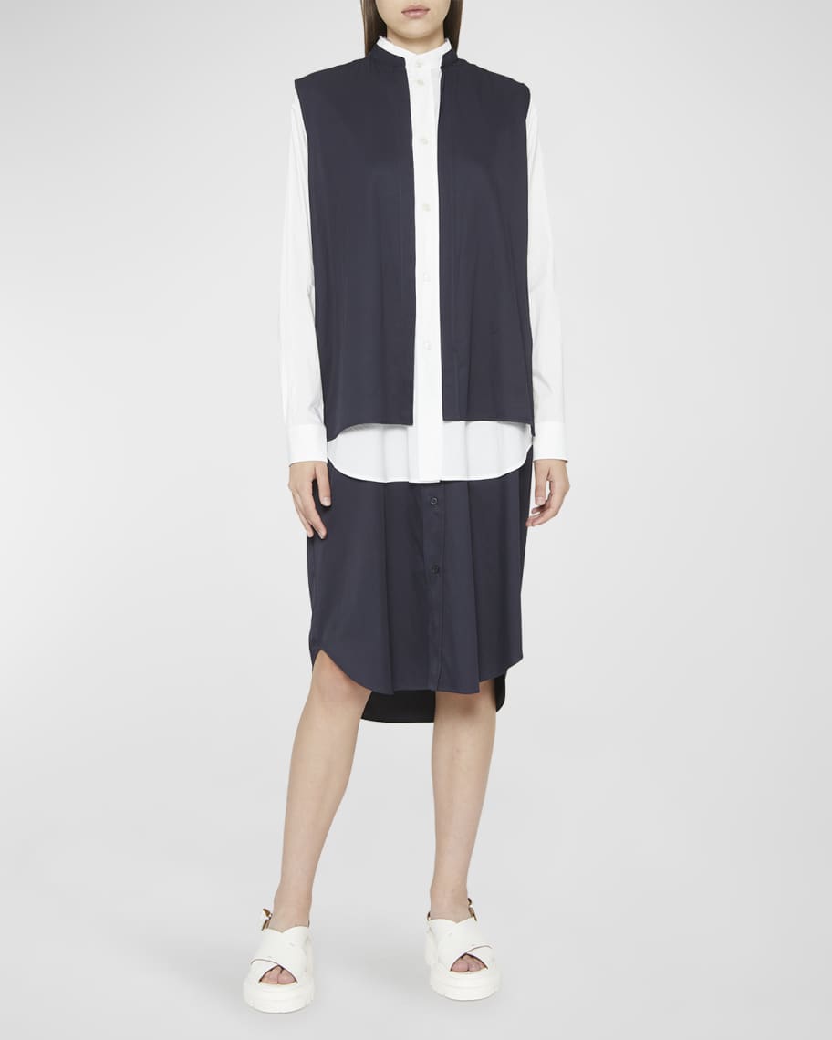 Plan C Layered Vest Midi Shirtdress | Neiman Marcus