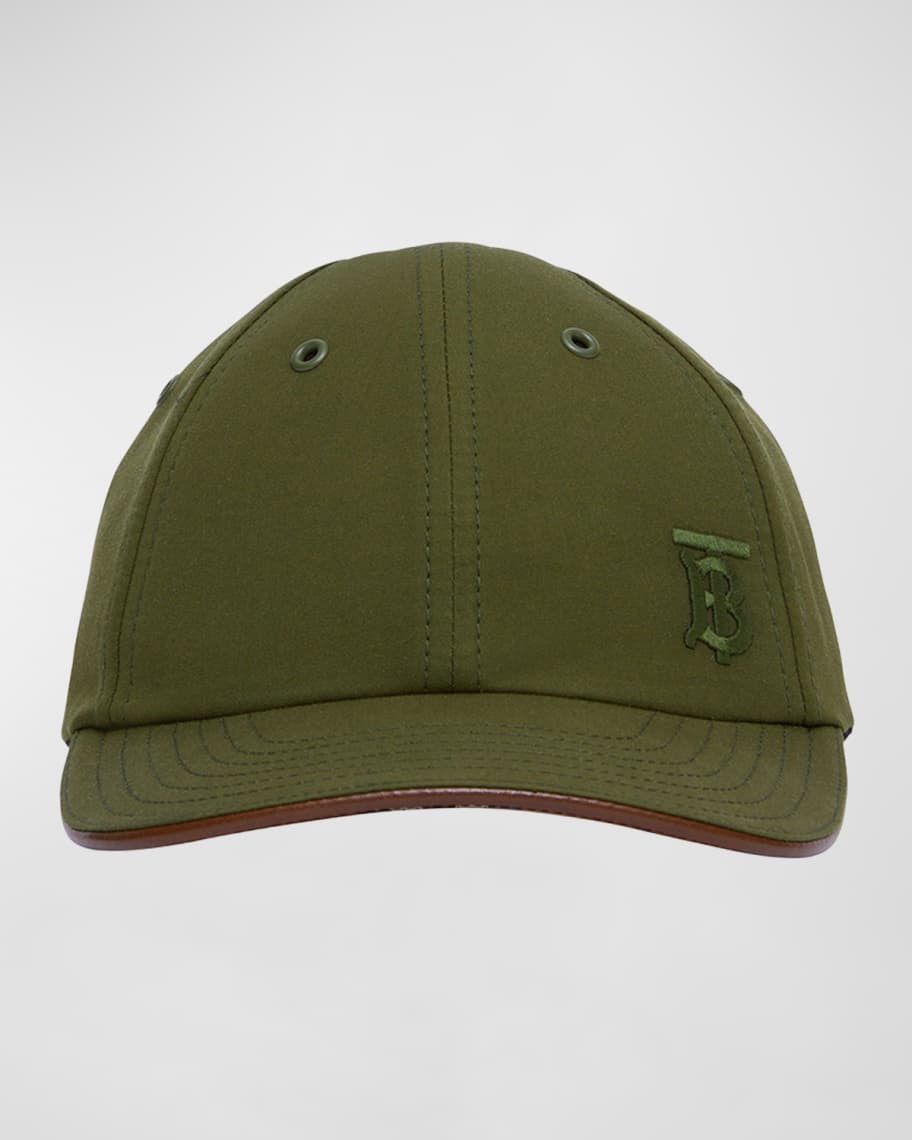 Burberry Men's TB-Monogram Baseball Cap w/ Leather Piping | Neiman Marcus
