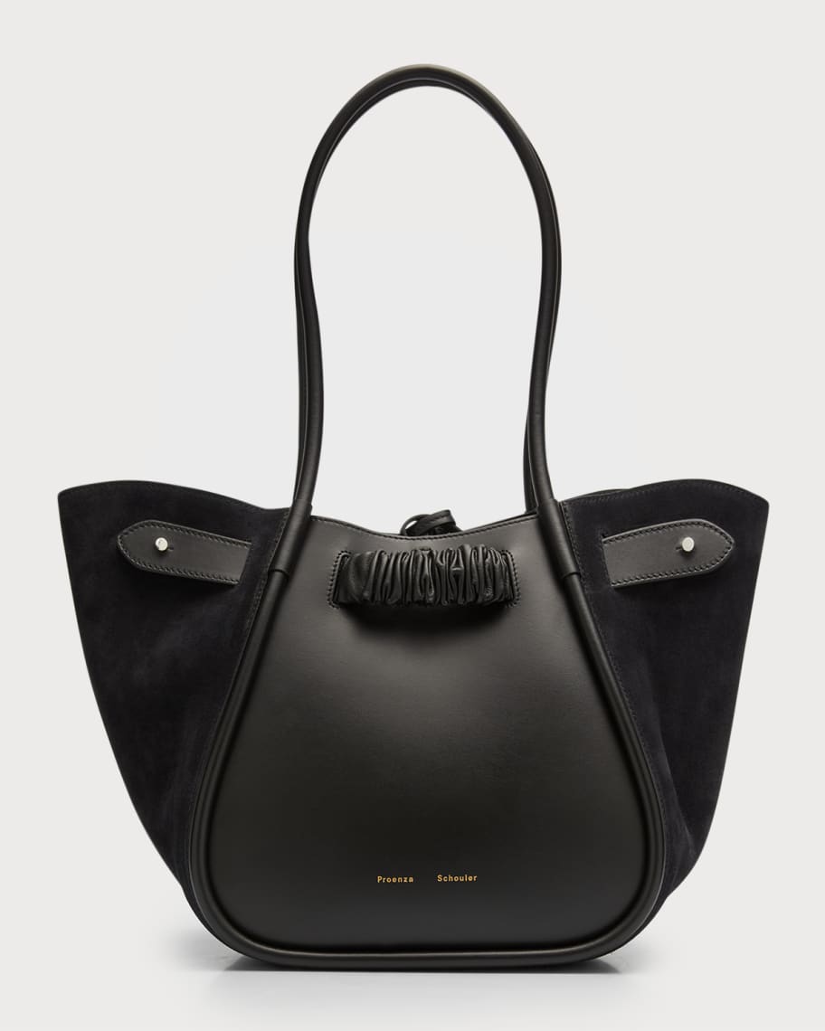 Proenza Schouler Large Ruched Suede & Leather Tote Bag | Neiman Marcus