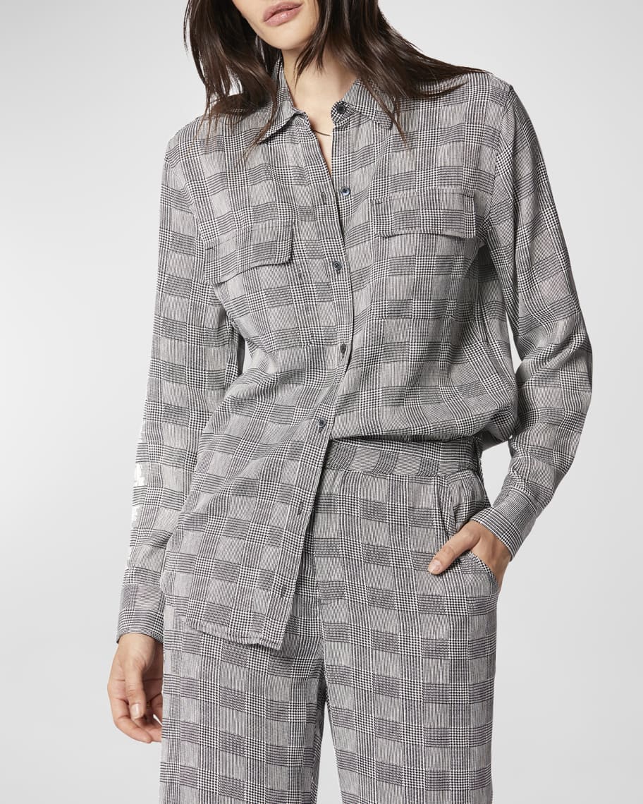 Equipment Signature Checkered Button-Front Top | Neiman Marcus