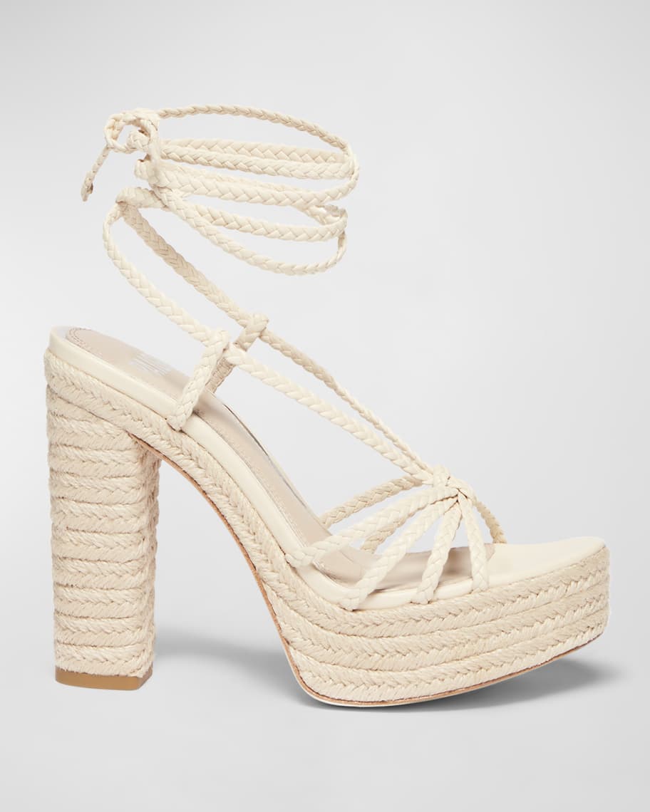 PAIGE Carson Braided Ankle-Wrap Platform Espadrilles | Neiman Marcus