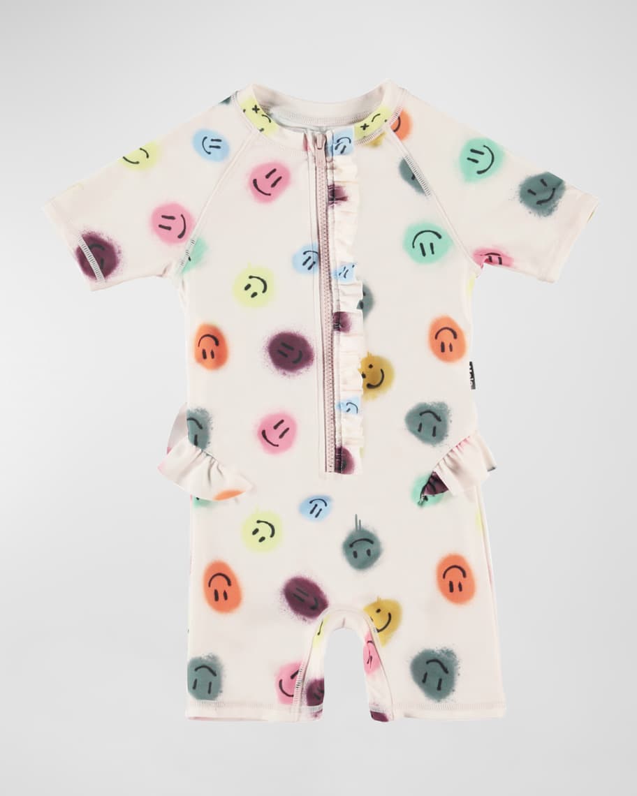 Molo Girl's Nolu Happy Face Rash Suit, Size 3M-4 | Neiman Marcus