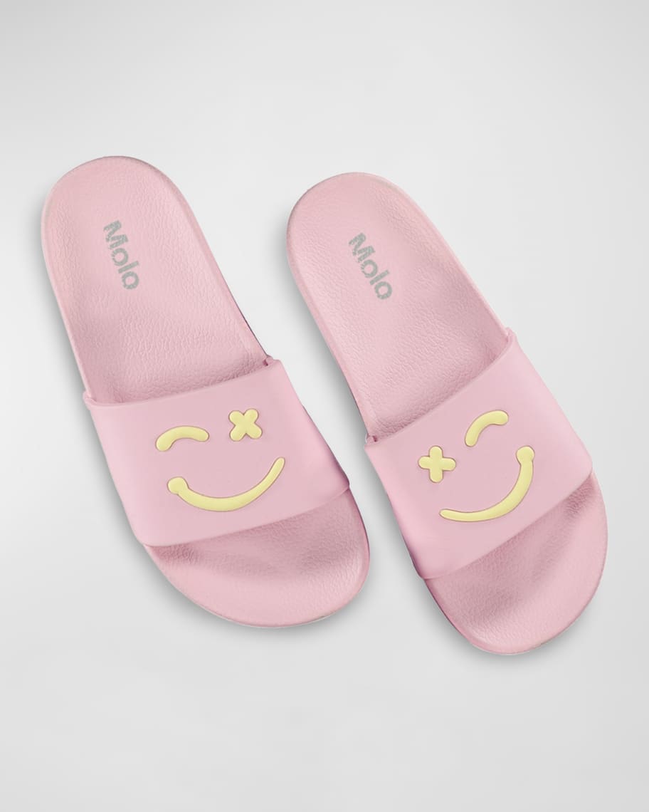 Molo Kid's Zhappy Winky Smiley Slide Sandals | Neiman Marcus