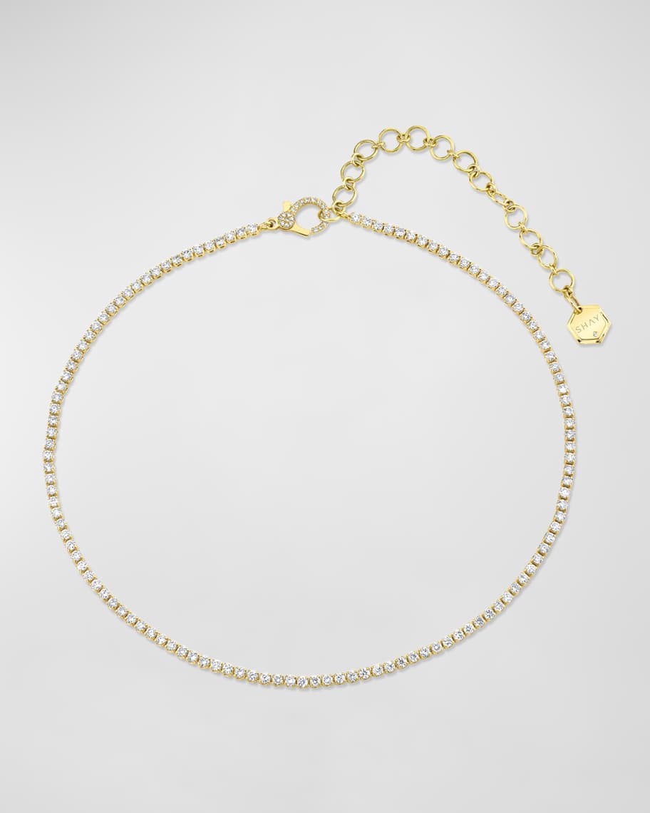 SHAY 18k Yellow Gold Single Line Diamond Threads Choker | Neiman Marcus