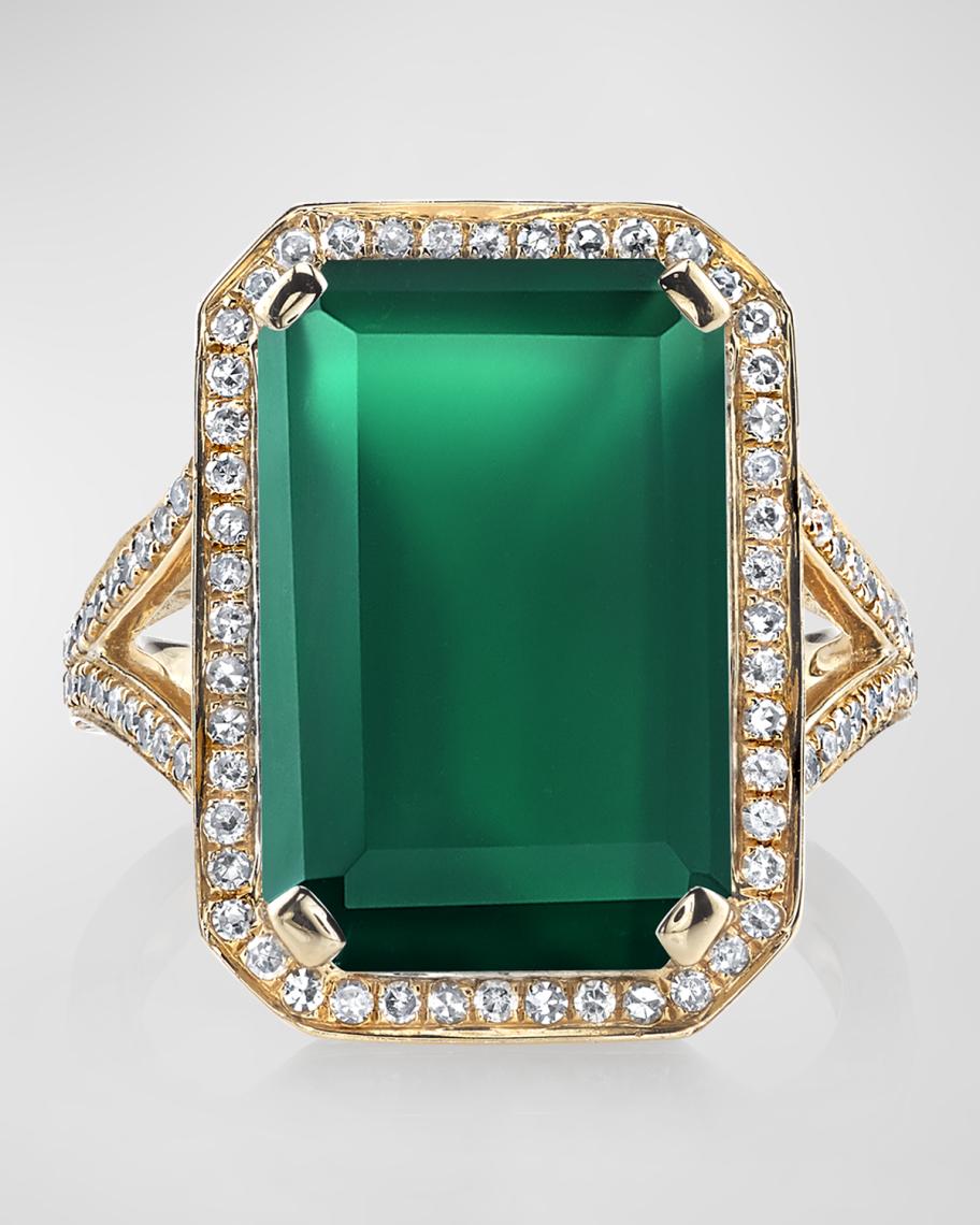 SHAY 18k Diamond Green Onyx Portrait Gem Ring, Size 7 | Neiman Marcus