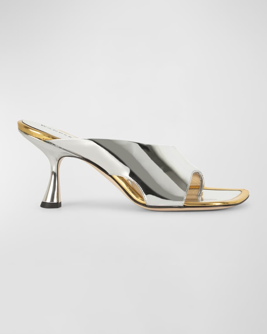 Wandler Julio Metallic Asymmetrical Mule Sandals | Neiman Marcus