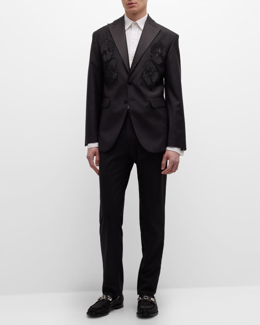 Dsquared2 Men's Goth Embroidered Flower Tuxedo Jacket | Neiman Marcus