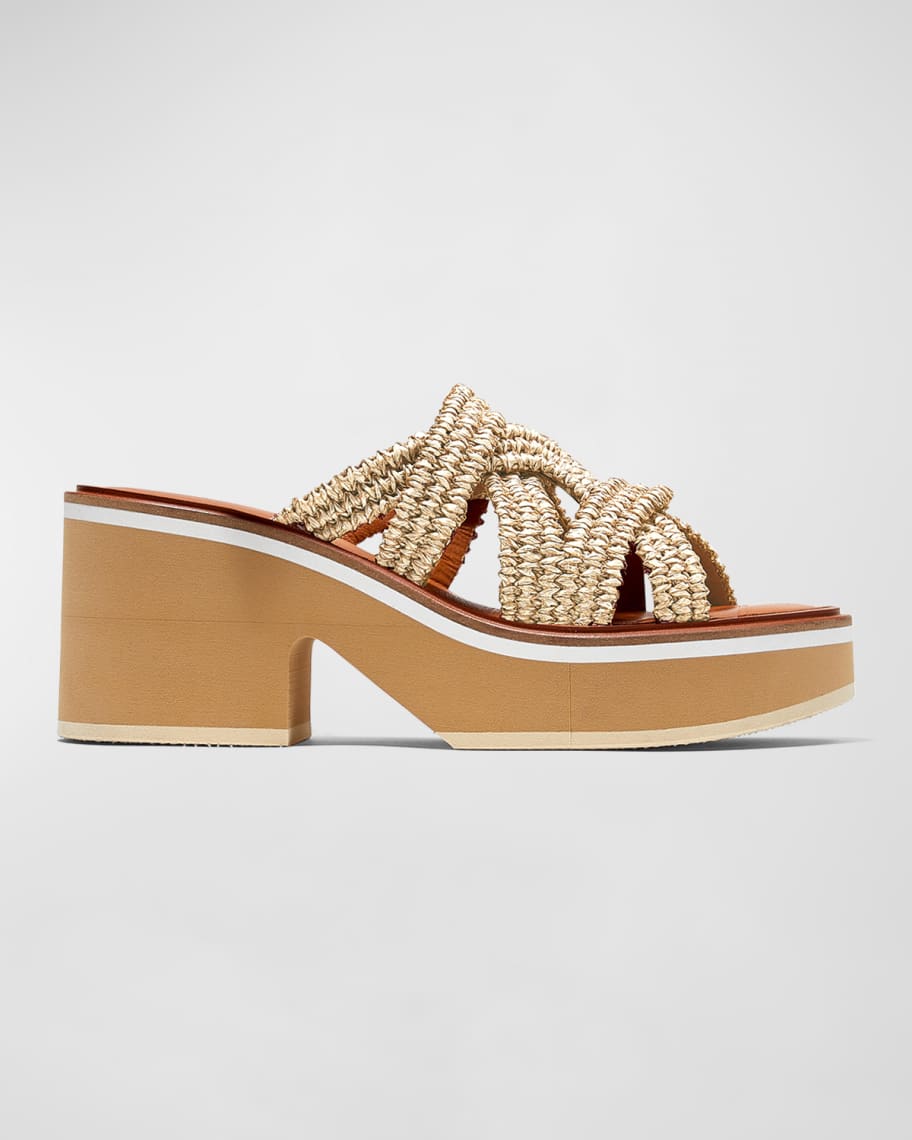 Clergerie Paris Chermy Raffia Caged Platform Sandals | Neiman Marcus
