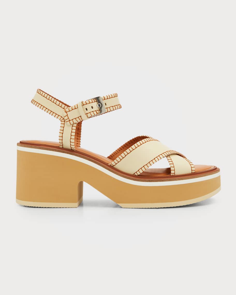 Clergerie Paris Charline Crisscross Stitch Platform Sandals | Neiman Marcus