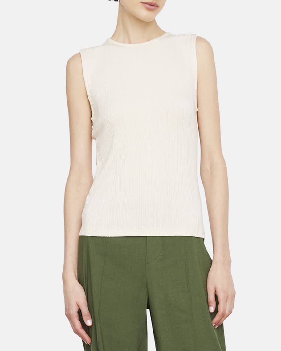 Vince Ribbed Crewneck Shell Top | Neiman Marcus