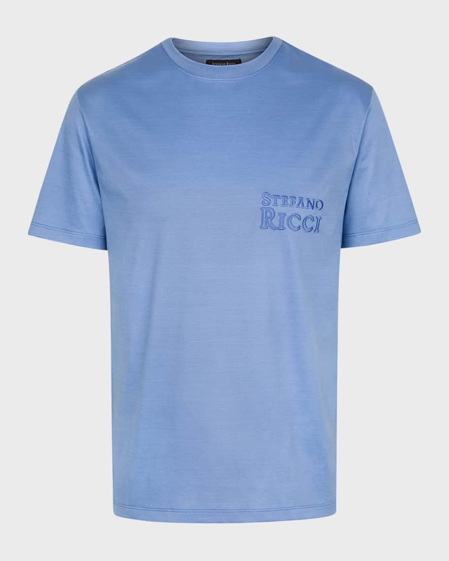 Stefano Ricci Men's Tonal Embroidered Logo T-Shirt | Neiman Marcus