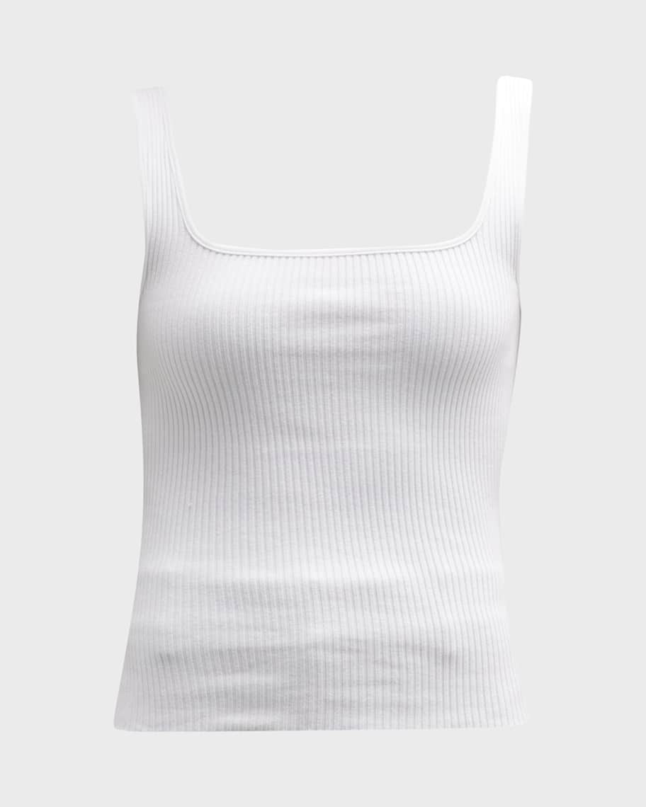 Vince Ribbed Square-Neck Tank Top | Neiman Marcus