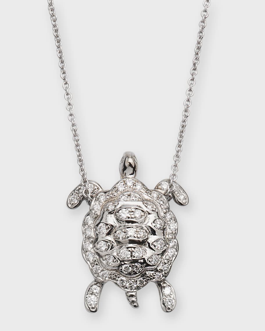 Roberto Coin 18K White Gold Diamond Turtle Pendant Necklace | Neiman Marcus