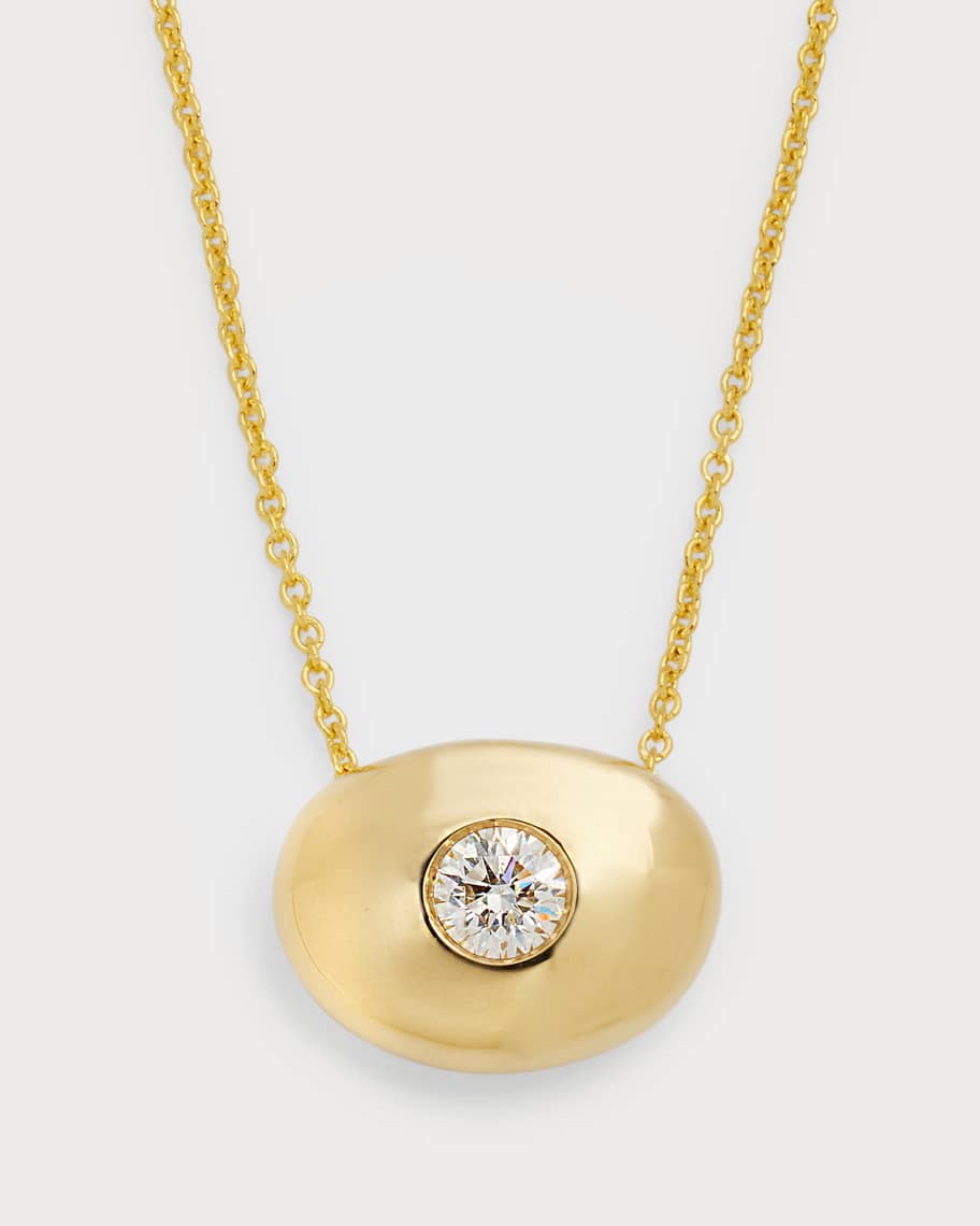 Roberto Coin 18K Yellow Gold Solitaire Diamond Bean Pendant Necklace ...