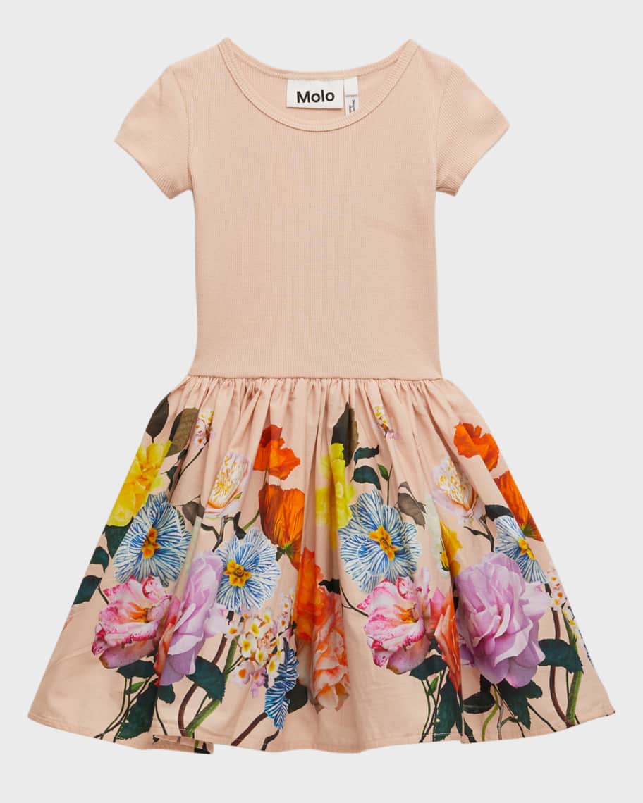 Molo Girl's Cissa Stripe Combo Dress with Smiley Faces, Size 4-7 ...