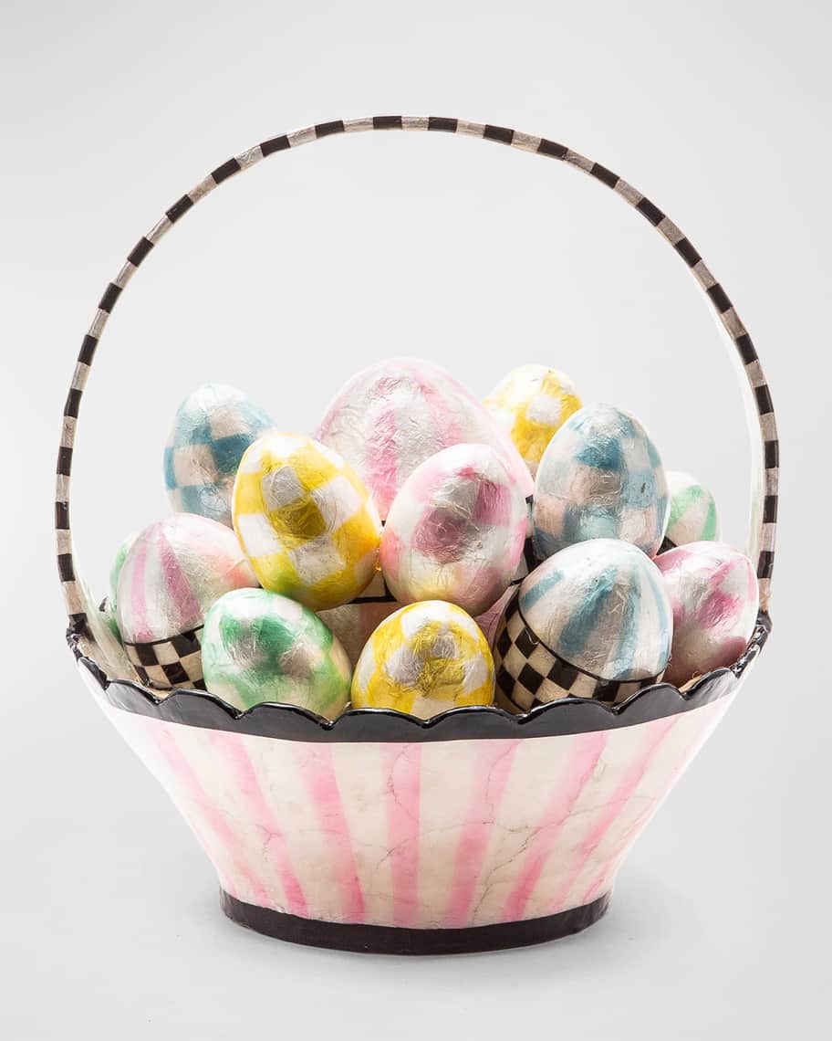 MacKenzie-Childs Pastel Egg Basket Easter Decoration | Neiman Marcus