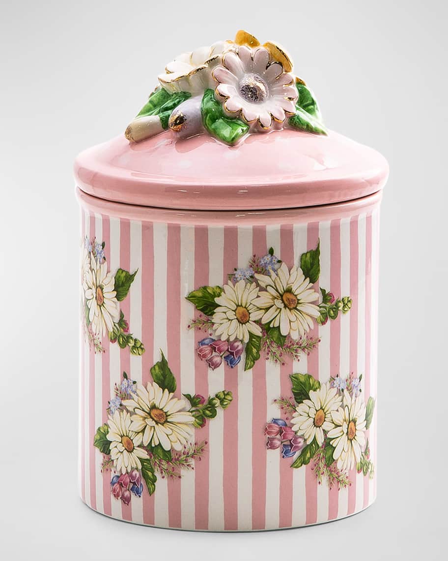 MacKenzie-Childs Small Pink Wildflower Canister | Neiman Marcus