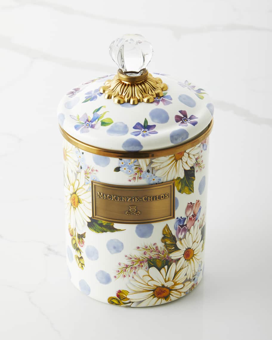 MacKenzie-Childs Blue Wildflowers Medium Enamel Canister | Neiman Marcus