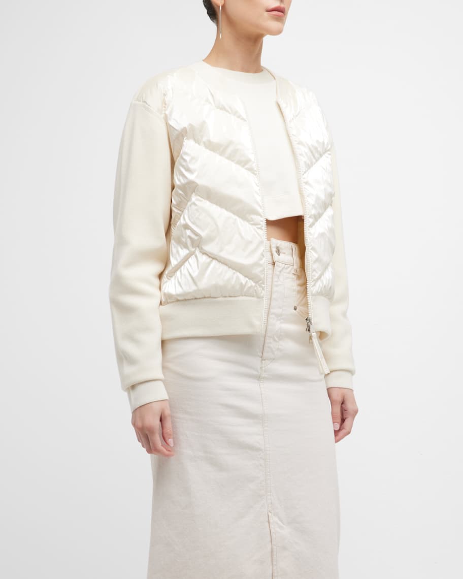 Moncler Mixed Media Paneled Wool Cardigan | Neiman Marcus