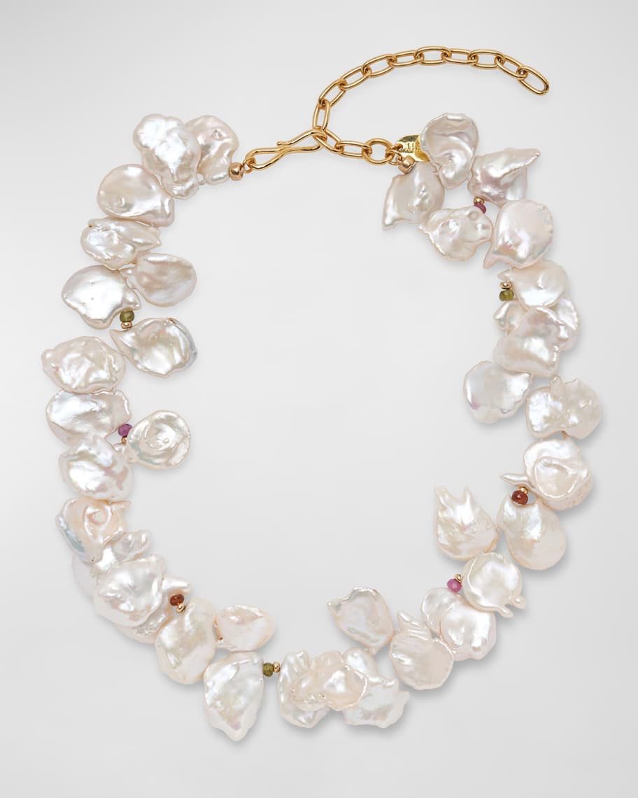 Lizzie Fortunato Moonflower 24K Gold Plated Baroque Pearl and Multi ...