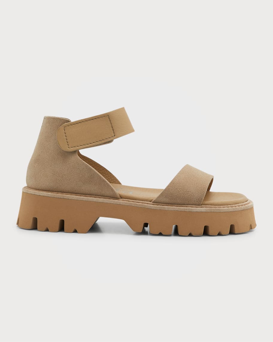 Pedro Garcia Saylor Suede Lug-Sole Sandals | Neiman Marcus